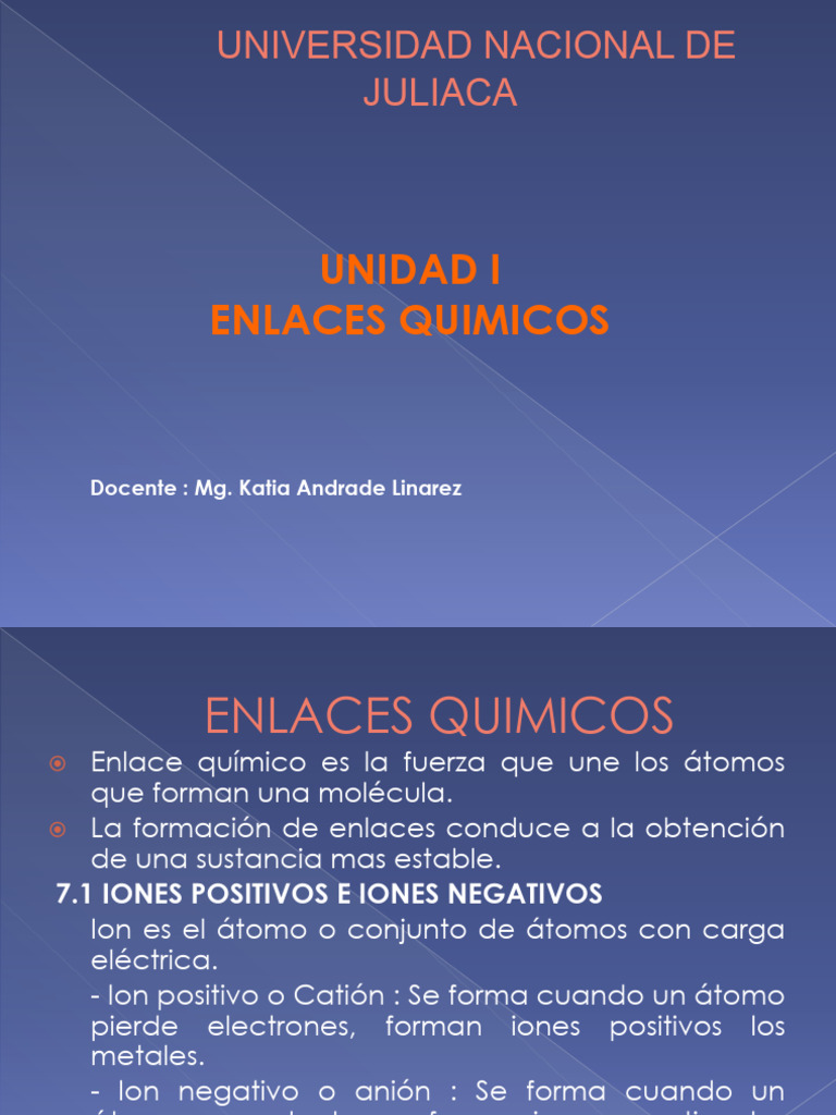 Enlaces Quimicos - Unidad I | PDF | Enlace químico | Moléculas