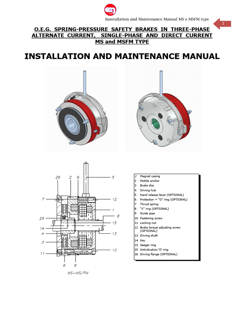 MS e MSFM Brake Installation Guide | PDF | Rectifier | Screw