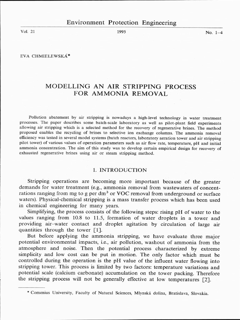 Ammonia Stripping Epe - 21 - 1995 - 1 - 4 - 06 | PDF | Ammonia | Gases