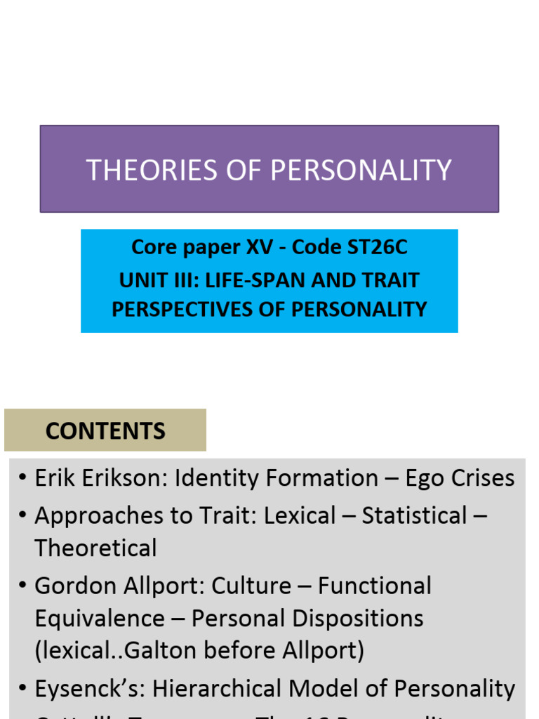 Unit 3 - Erikson | PDF | Self Concept | Identity (Social Science)