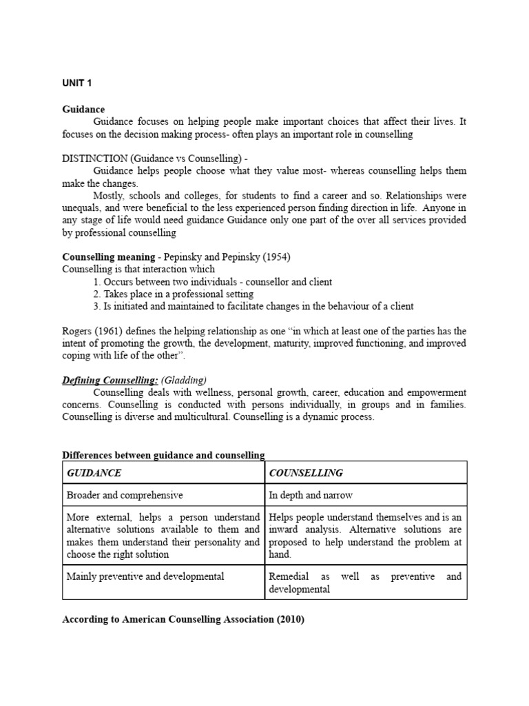 guidance and counseling Notes | Download Free PDF | Counseling ...
