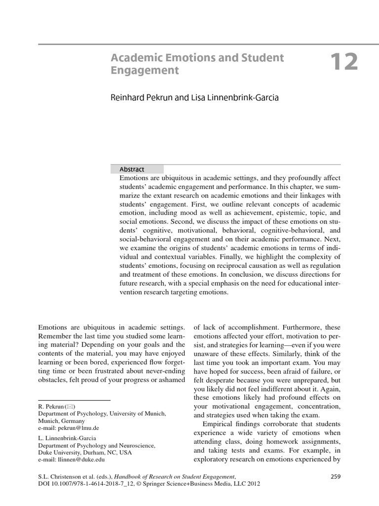 Academic Emotions and Engagement | PDF | Emotions | Affect (Psychology)