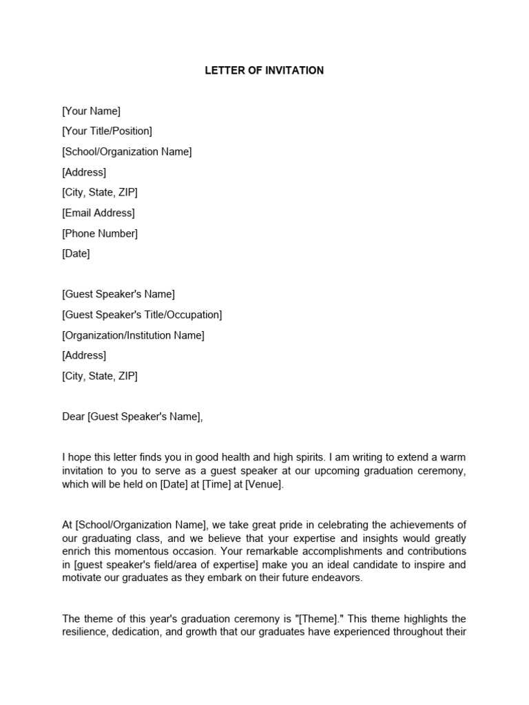 Invitation for Graduation Guest Speaker | PDF | Social Psychology