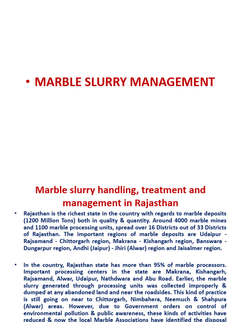 Marble Slurry Management in Rajasthan | PDF | Marble | Mining