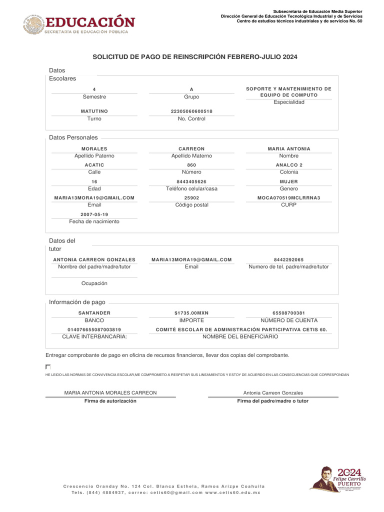 Ficha-De-Reinscripcion | PDF