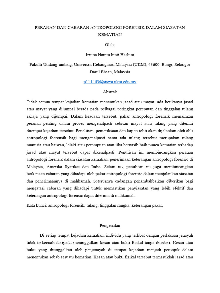 Peranan Antropologi Forensik dalam Siasatan | PDF
