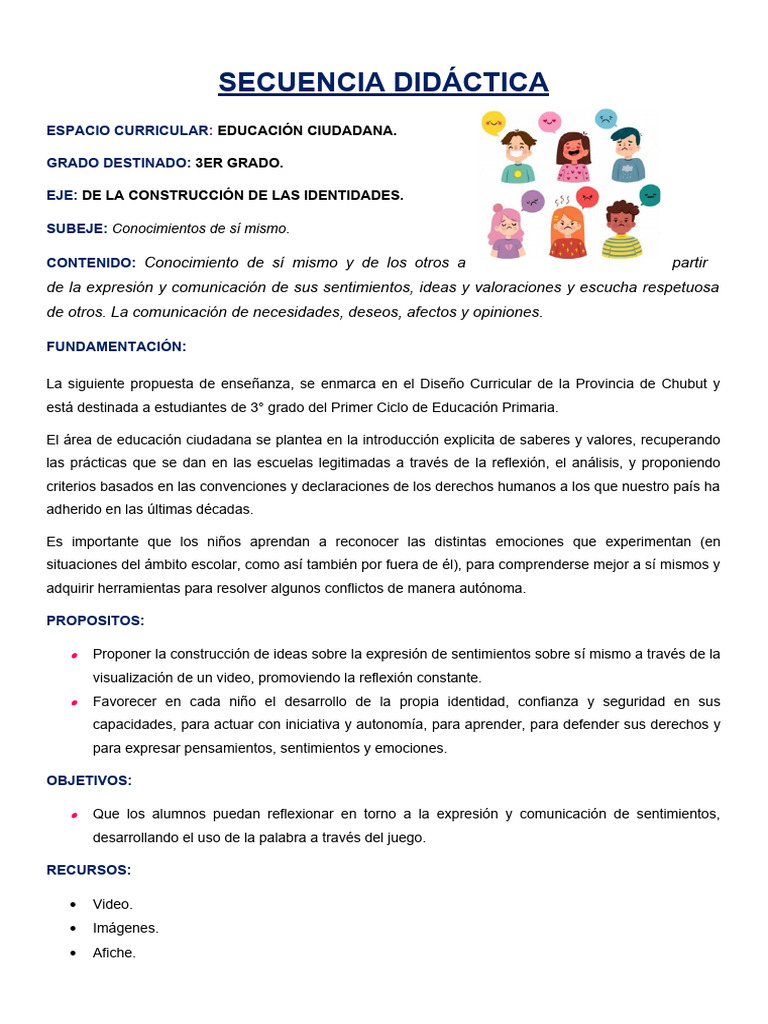 Secuencia Didáctica Educ. Ciudadana | PDF | Educación primaria | Aprendizaje