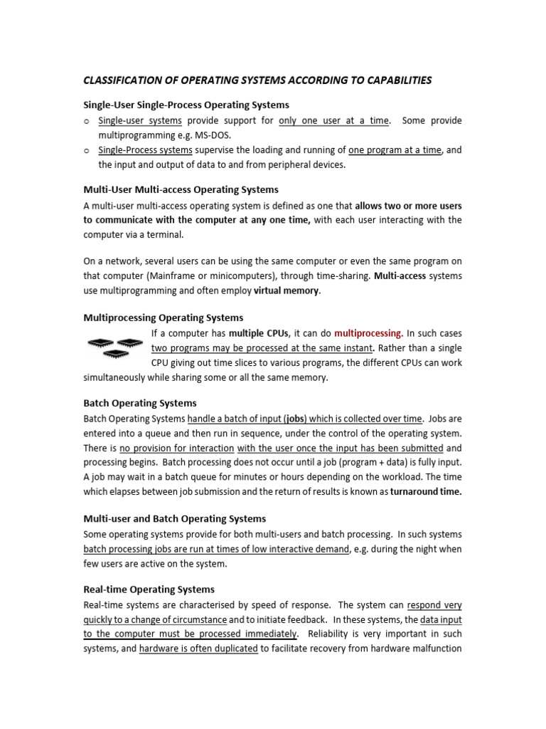 Classification of Operating Systems According to Capabilities ...