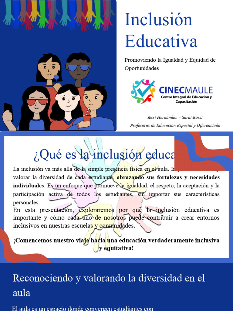Presentación Educativa Ilustrativa Inclusión Educativa Blanca Azul y Roja (1) | Descargar gratis ...