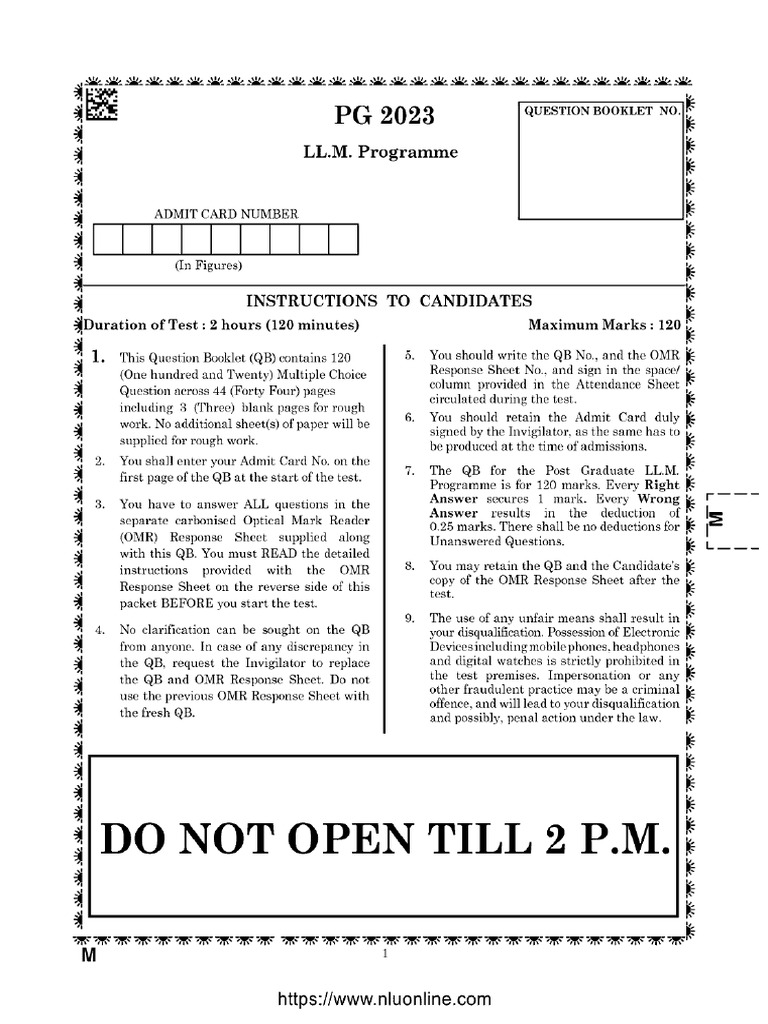 Clat Pg Question Paper With Answer Key 2023 Pdf