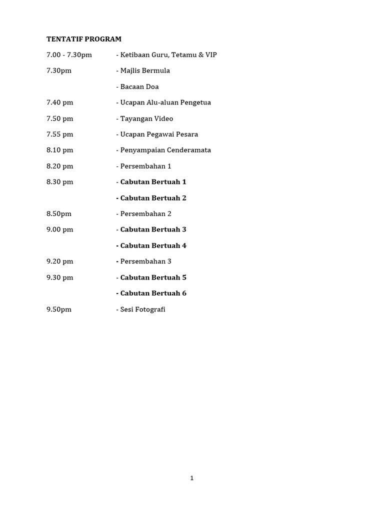 Tentatif Dinner Persaraan | PDF