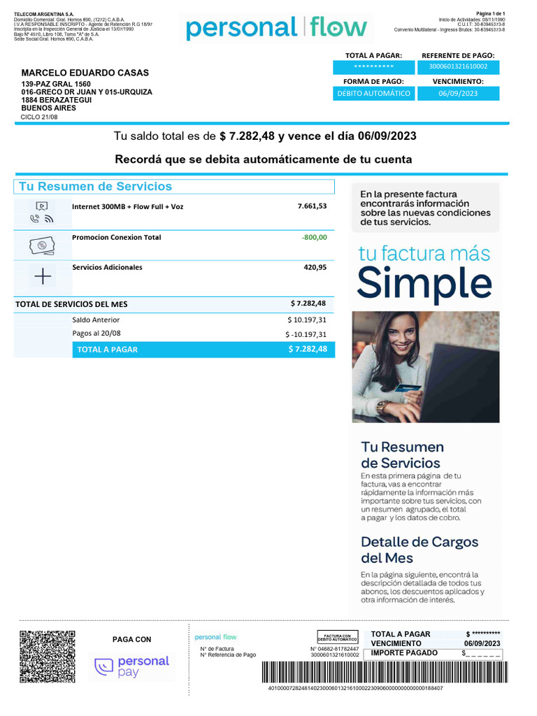 Factura Telecom: Internet, Flow y Voz | PDF | Economias | Tecnología ...