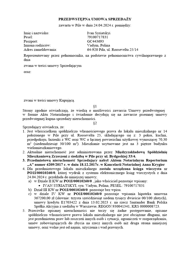 Umowa Przewstepna Roosvelta Do Wysylki | PDF