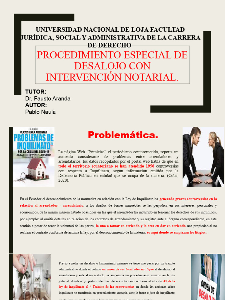 Problematica - Procedimiento Especial de Desalojo Con Intervención ...