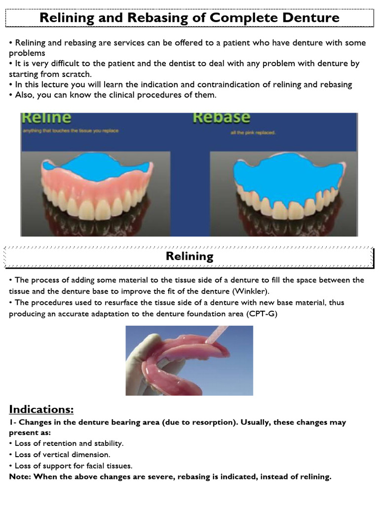 relining and rebasing جاهزة للطباعة | PDF | Dentures | Dentistry Branches