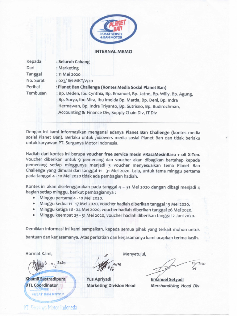 Internal Memo PB Challenge | PDF