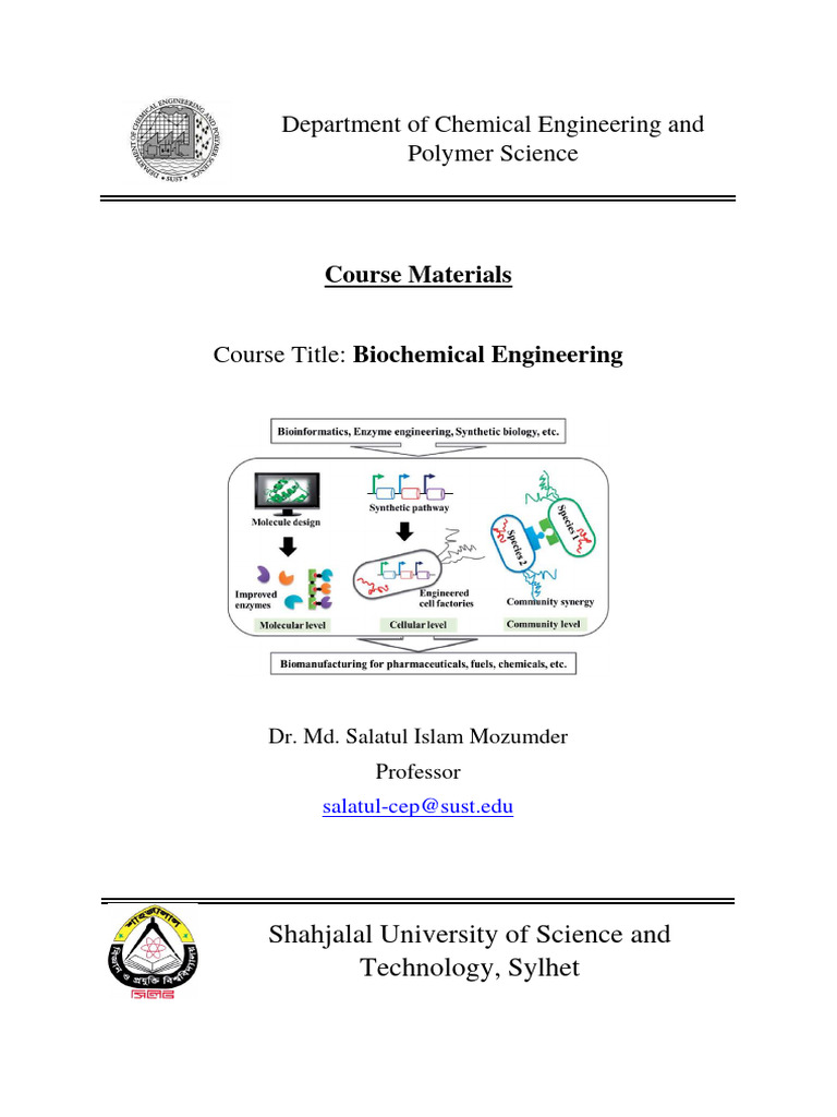 Biochemical Engineering Course Materials | PDF | Biofuel | Biology