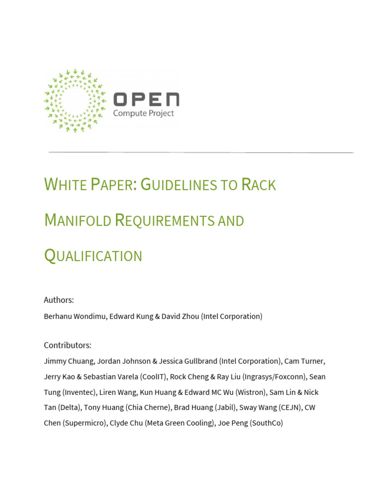 Ocp White Paper Rack Manifold Requirements and Qualification - v3 | PDF ...
