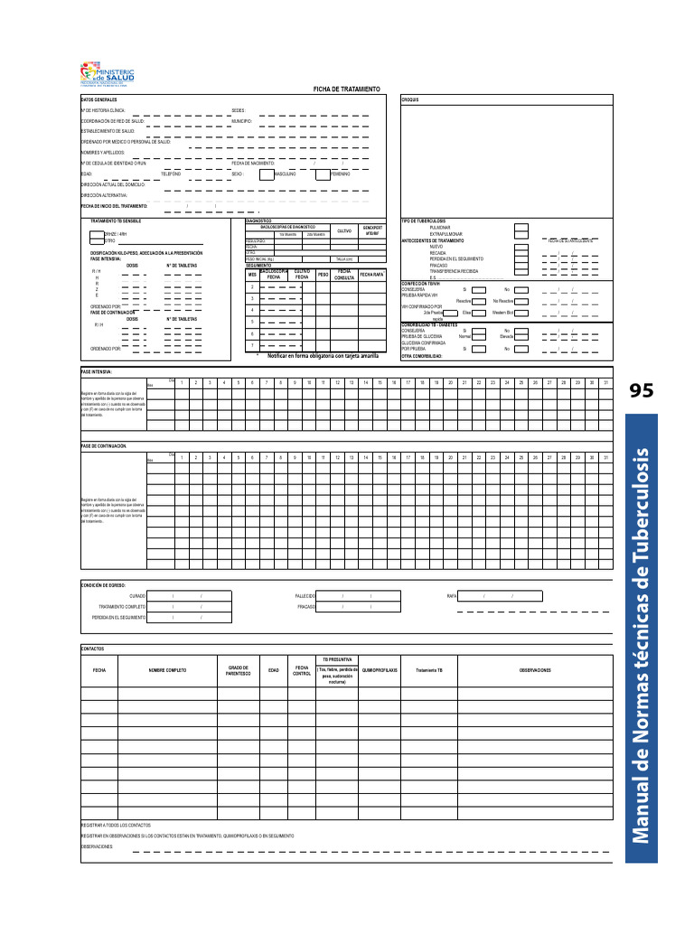 ficha de tratamiento | PDF | Tuberculosis | VIH