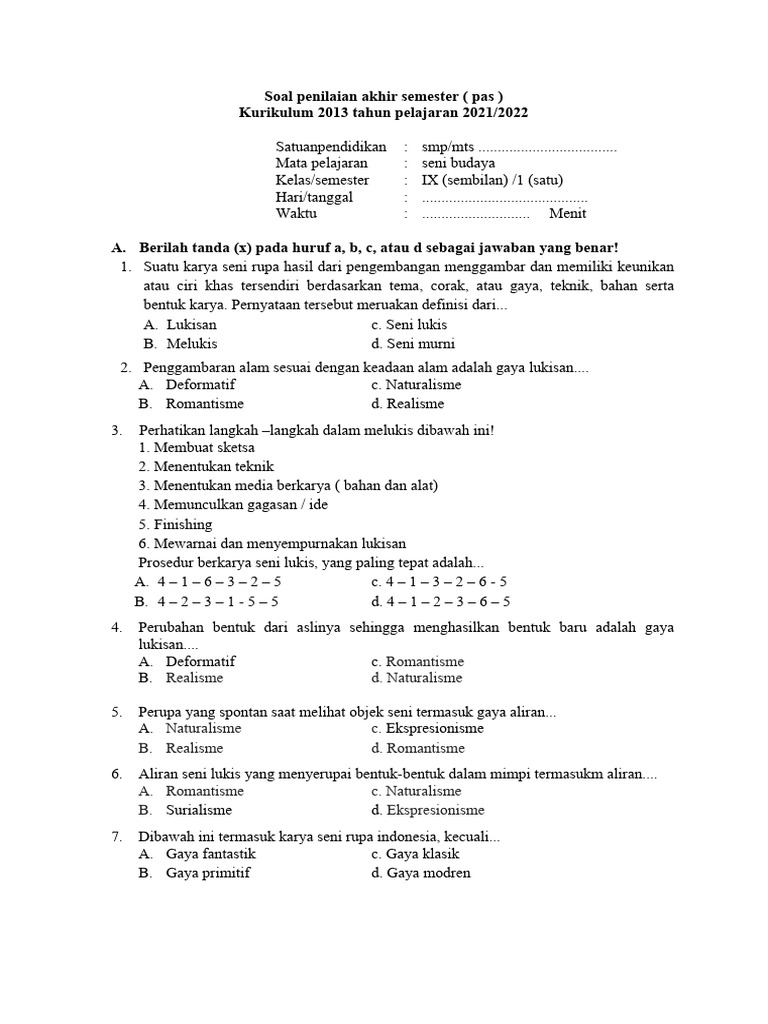 Soal SBD KLS 9 Fix 22 | PDF