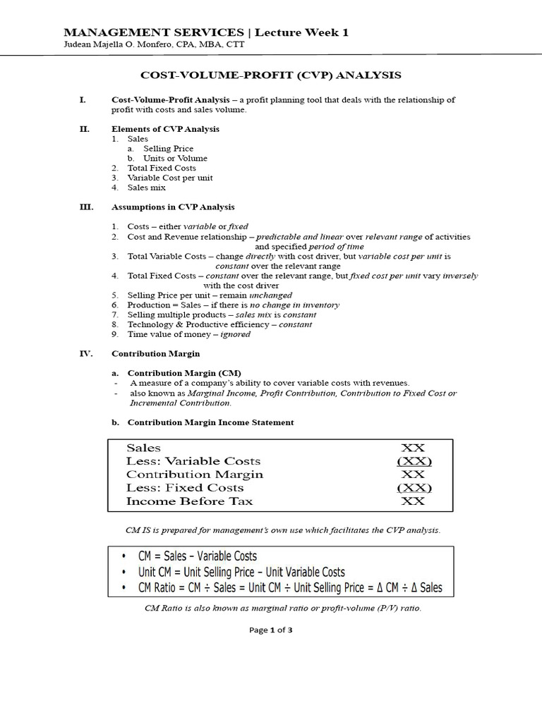 CVP Analysis With Answers | PDF | Pricing | Economics