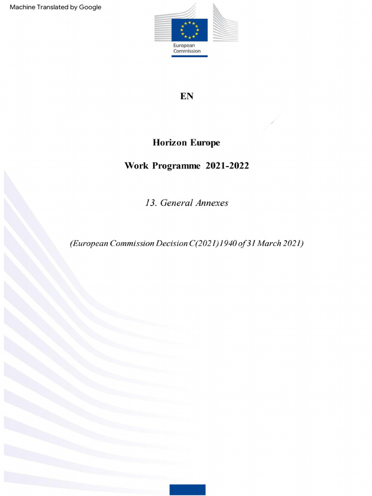 WP 13 General Annexes - Horizon 2021 2022 - en | PDF