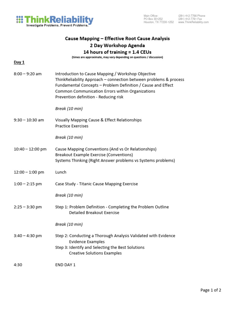 Agenda - Two-Day CMI Workshop - Detailed | PDF | Microsoft Excel