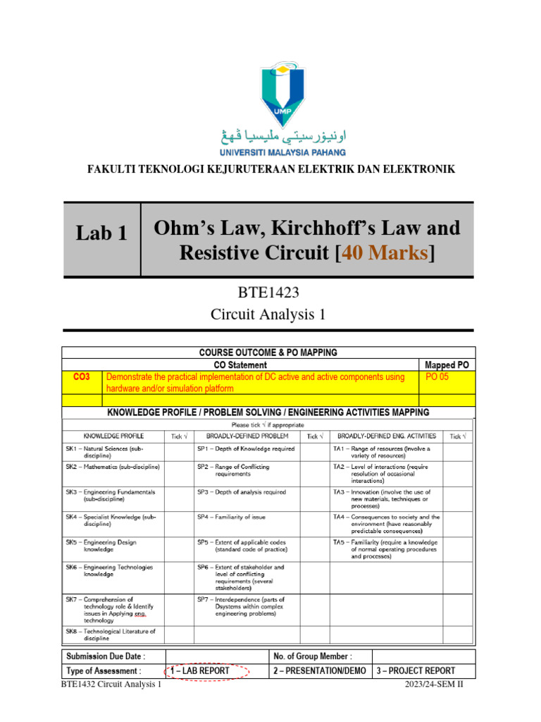 Circuit Analysis Lab: Ohm & Kirchhoff Laws | PDF | Electrical Network ...