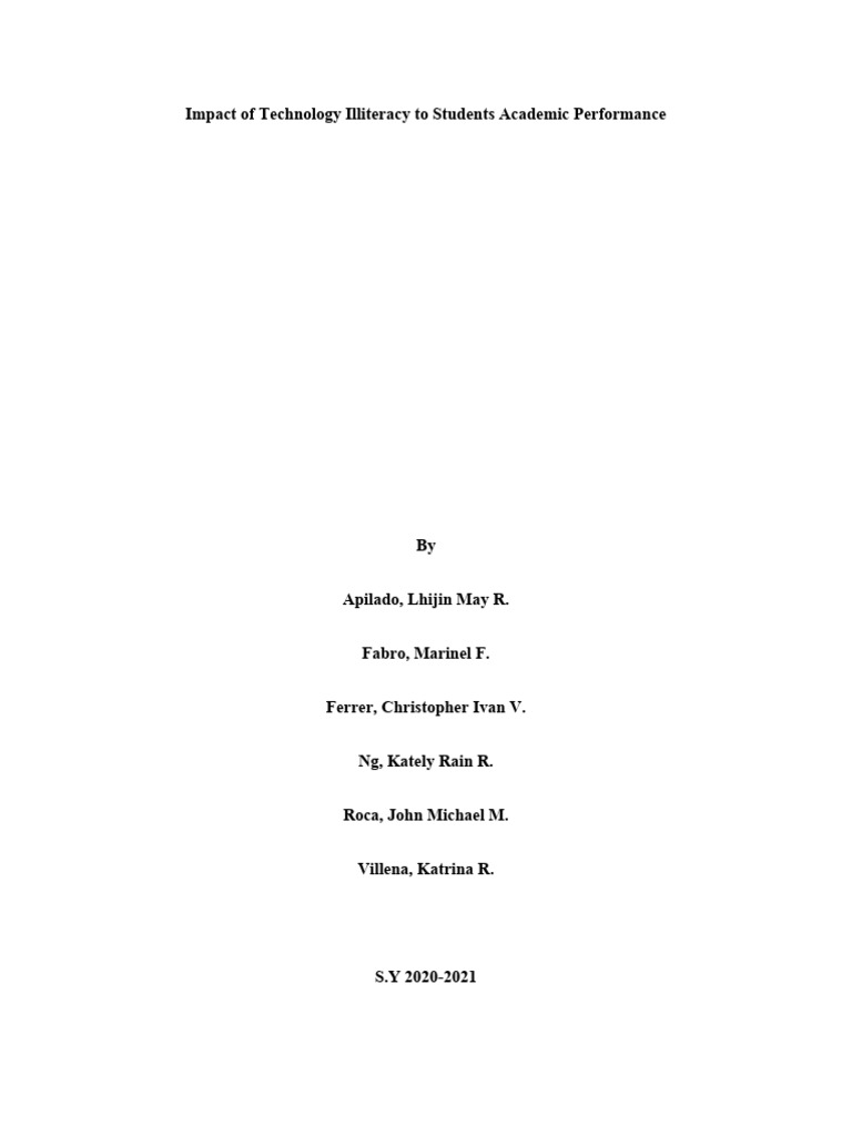 Effects of Technology Illiteracy on Students | PDF | Literacy | Learning