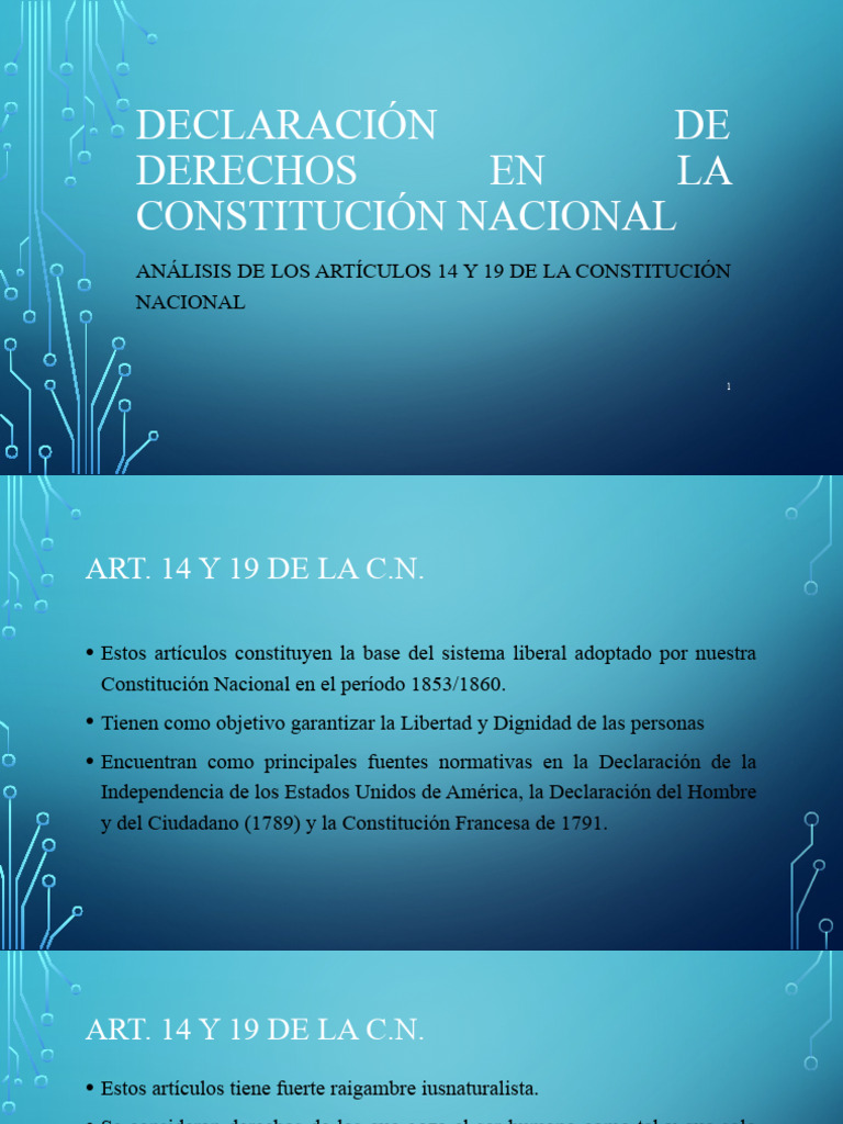 DECLARACIÓN DE DERECHOS EN LA CONSTITUCION NACIONAL Clase 22 y 25-04 | PDF | Constitución ...