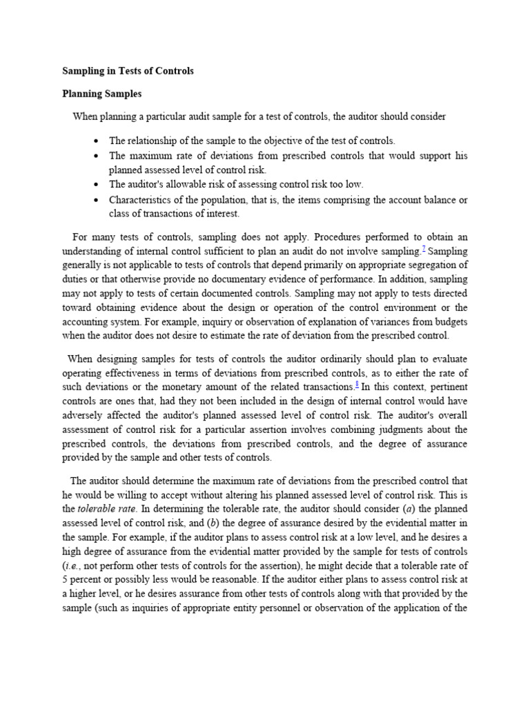 Effective Sampling for Control Tests | PDF | Audit | Risk