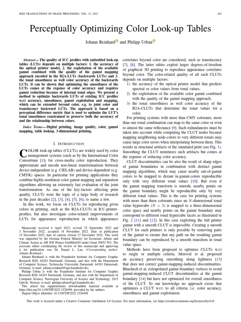 Perceptually Optimizing Color Look-Up Tables | PDF | Color | Mathematical Optimization