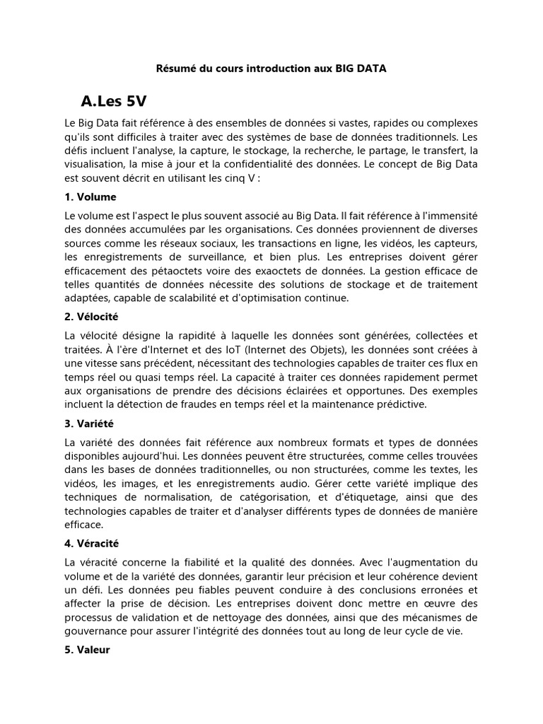 Introduction aux 5V du Big Data | PDF | Big data | Bases de données