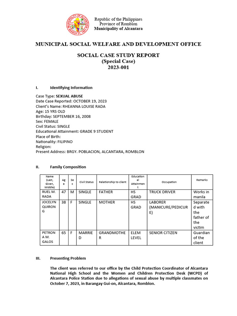 Scsr Template | Download Free PDF | Alcohol Intoxication | Social ...