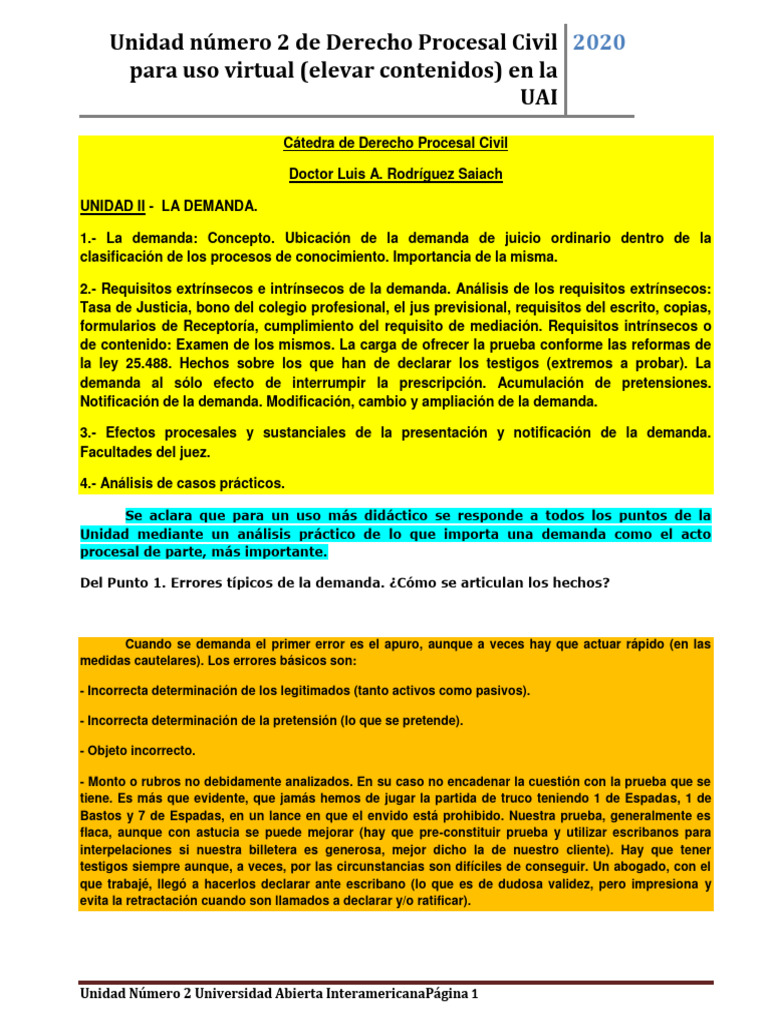 Requisitos de la Demanda en Derecho Procesal | PDF | Demanda judicial ...