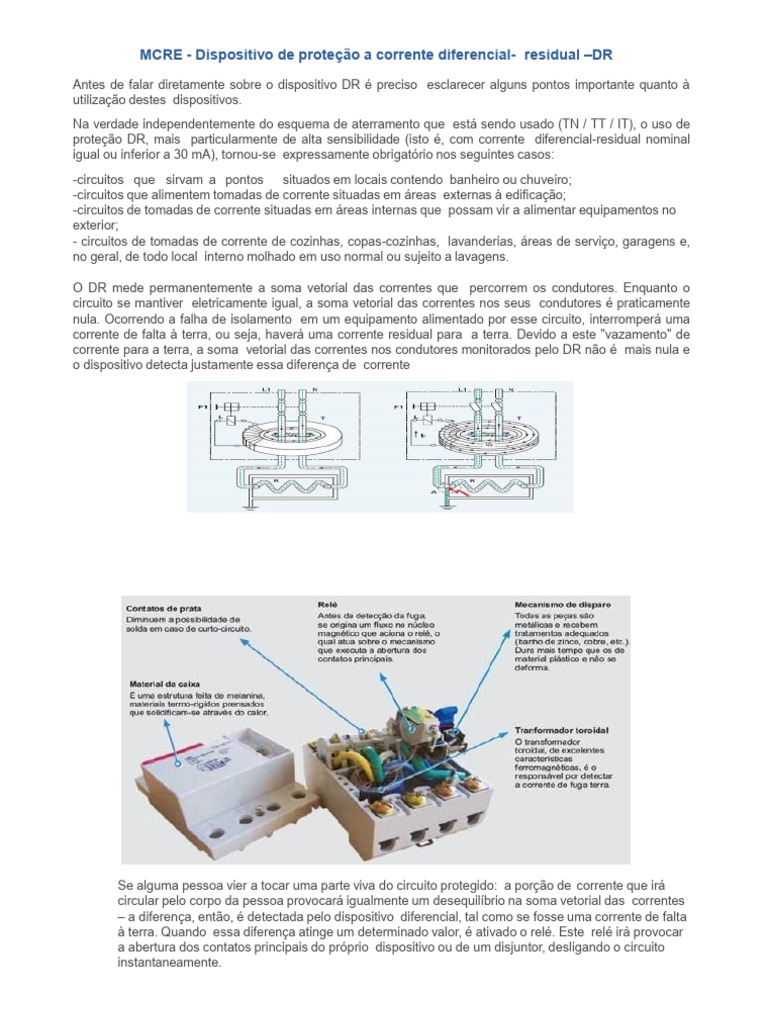 Dispositivo De Proteção A Corrente Diferencial Residual Dr Pdf