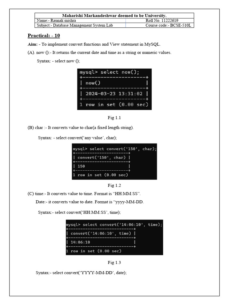 DBMS 10 Practical | PDF | Text | Data