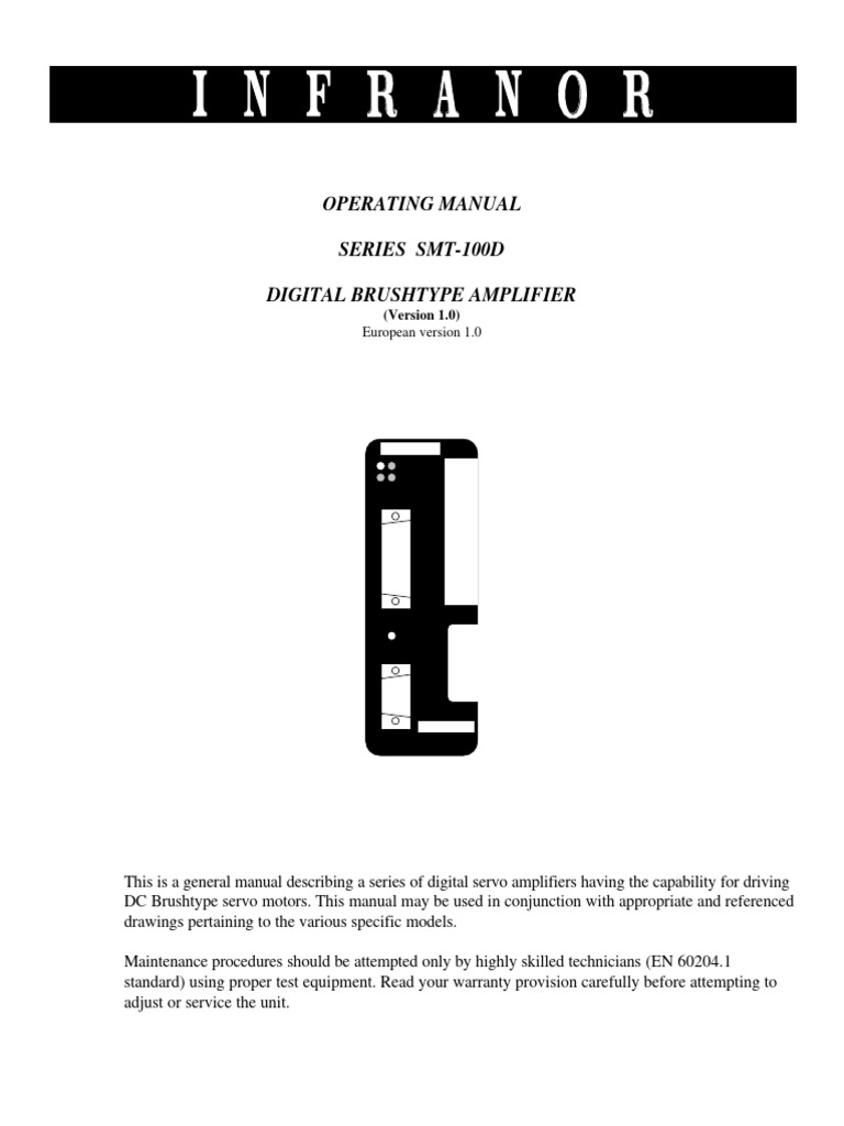 Manual de Operacion Infranor SMT 100 - 05 | PDF | Amplifier | Power Supply