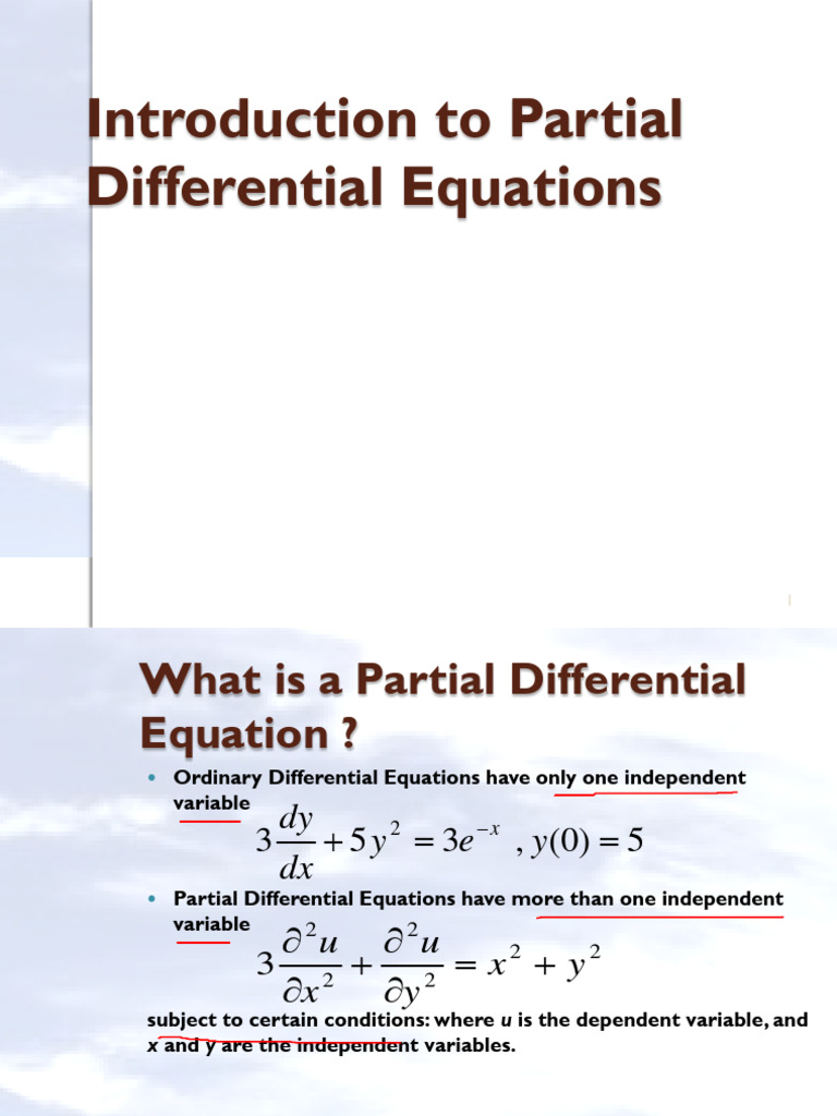 Lect Intro To PDE | PDF | Partial Differential Equation | Differential Equations