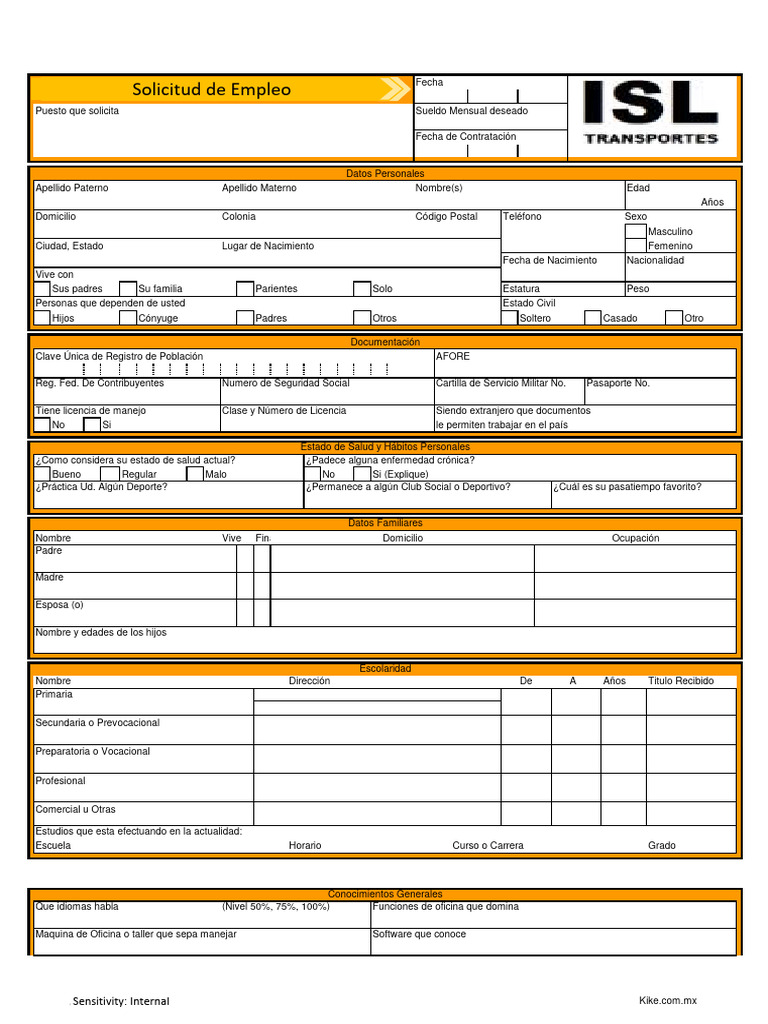 Solicitud Empleo Isl | PDF