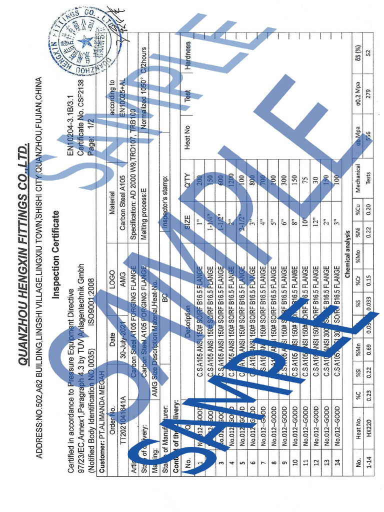 MTC FLANGE SO 150# SAMPLE | PDF