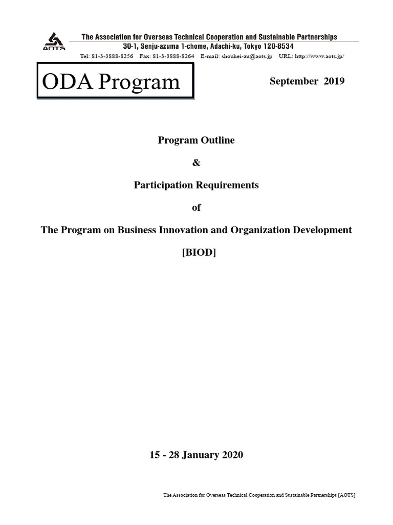 BIOD ODA PROGRAM OUTLINE | PDF | Sustainability | Sustainable Development