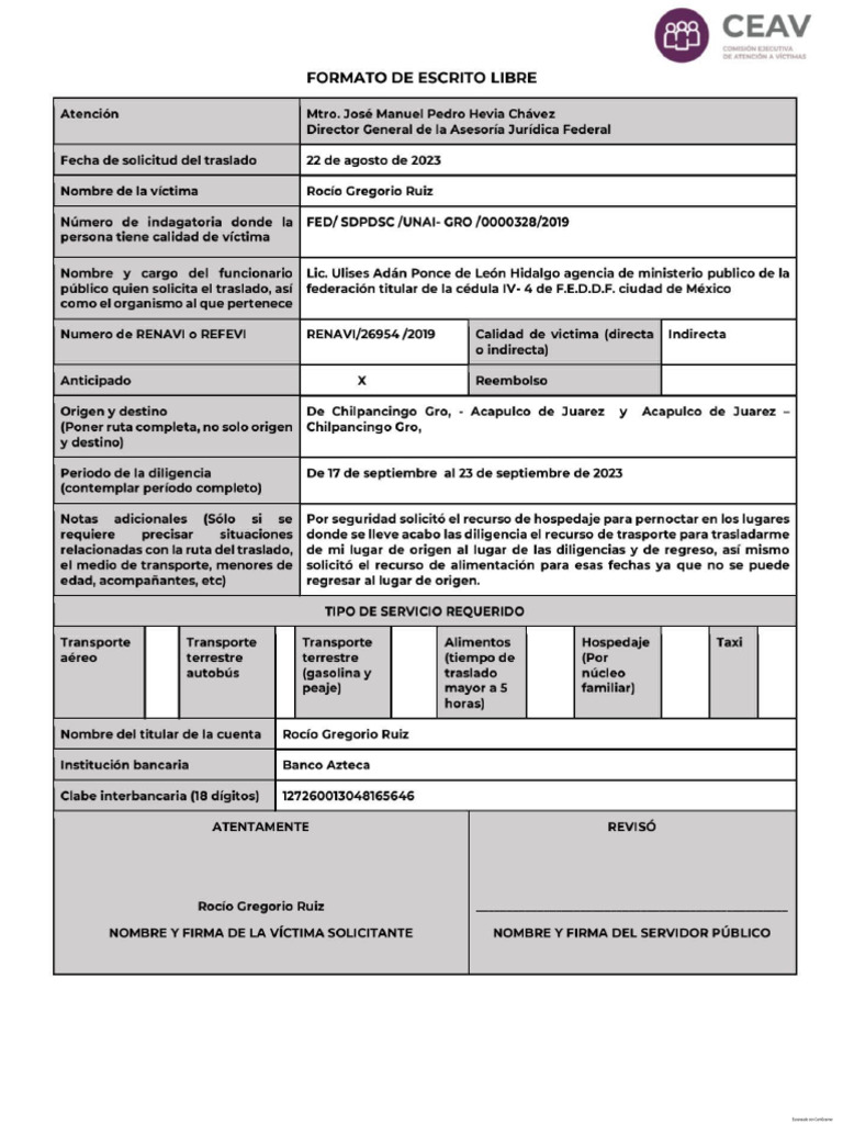 Formato de Escrito Libre NUEVO 2023 | PDF