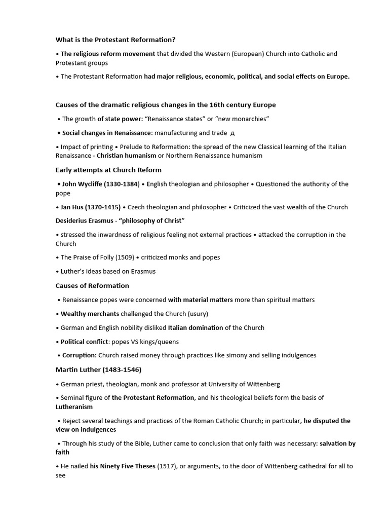 What Is The Protestant Reformation | PDF | Martin Luther | Protestantism