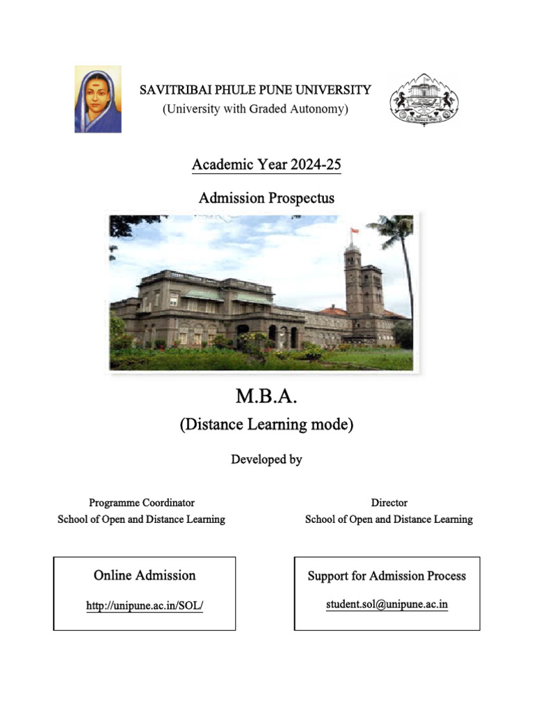 MBA (DL) Prospectus 2024_20052024 | Download Free PDF | Distance Education | Academic Degree