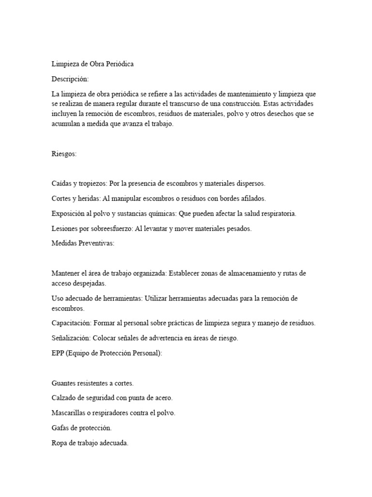 Etapas Riesgos y Medidas Preventivas | PDF | Ventilación (Arquitectura) | Residuos