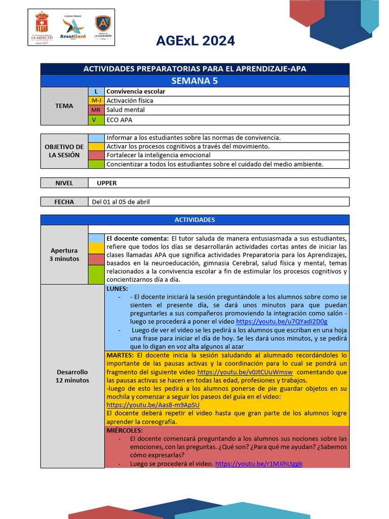 Actividades APA: Convivencia y Salud | PDF | Psicología cognitiva ...