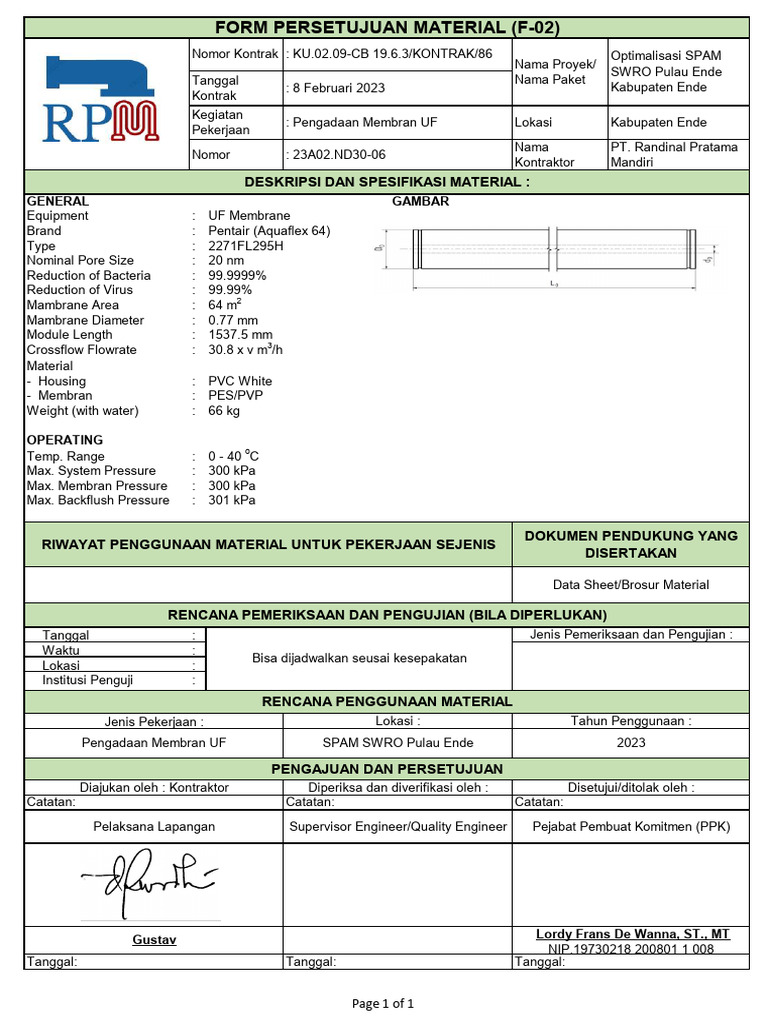 23A02.ND30-06 Membran UF | PDF | Membrane | Acid