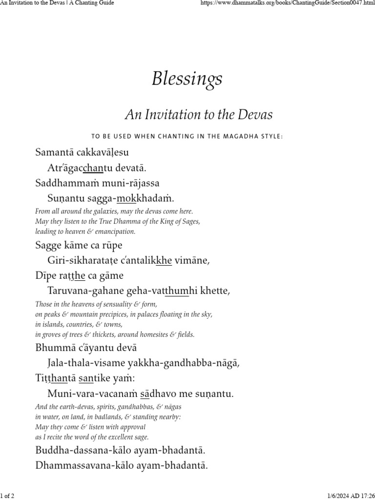 Deva Chanting Guide for Dhamma | PDF | Home & Garden | Wellness
