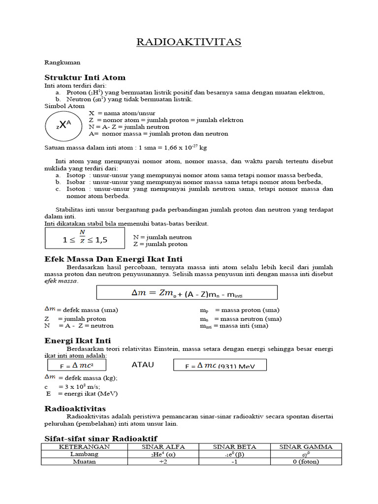 Pemahaman Dasar Radioaktivitas dan Inti Atom | PDF
